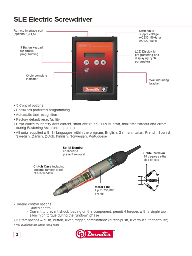 SLE Electric Screwdriver: Serial Number Cable Rotation | PDF | Screw ...