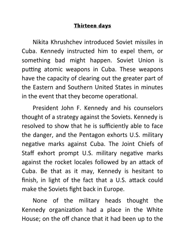 Thirteen Days | PDF | John F. Kennedy | Nikita Khrushchev
