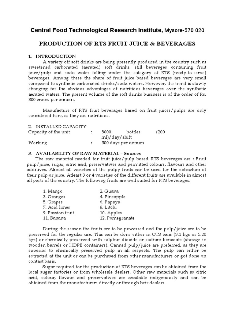 RTS Fruit Juice & Beverages | PDF | Drink | Juice