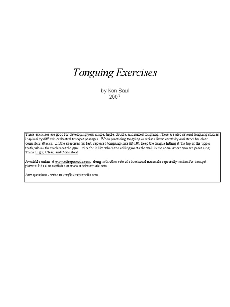 Tonguing Exercises PDF | PDF