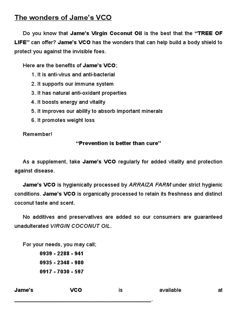 The Wonders of VCO | PDF | Cooking, Food & Wine