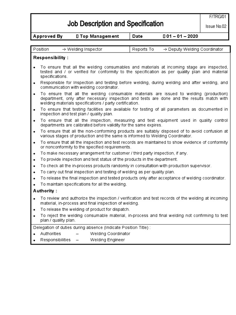 Welding Inspector - Welding Inspector | PDF | Specification (Technical ...