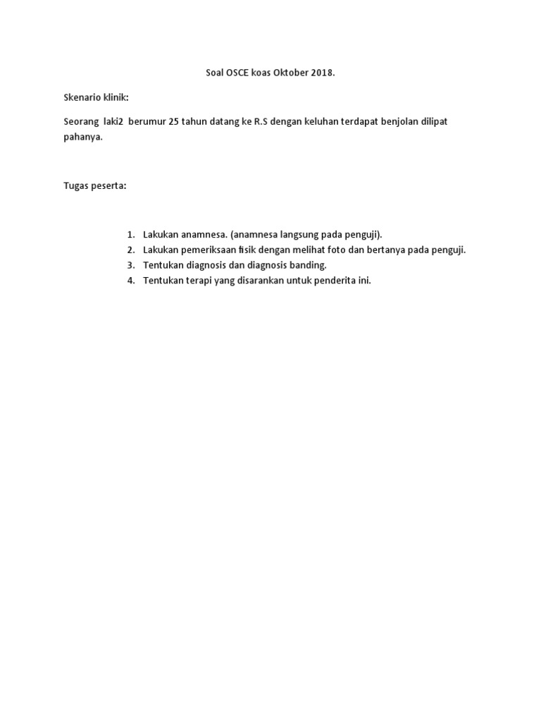 Soal OSCE Koas Okt. 2018 (Hernia) | PDF