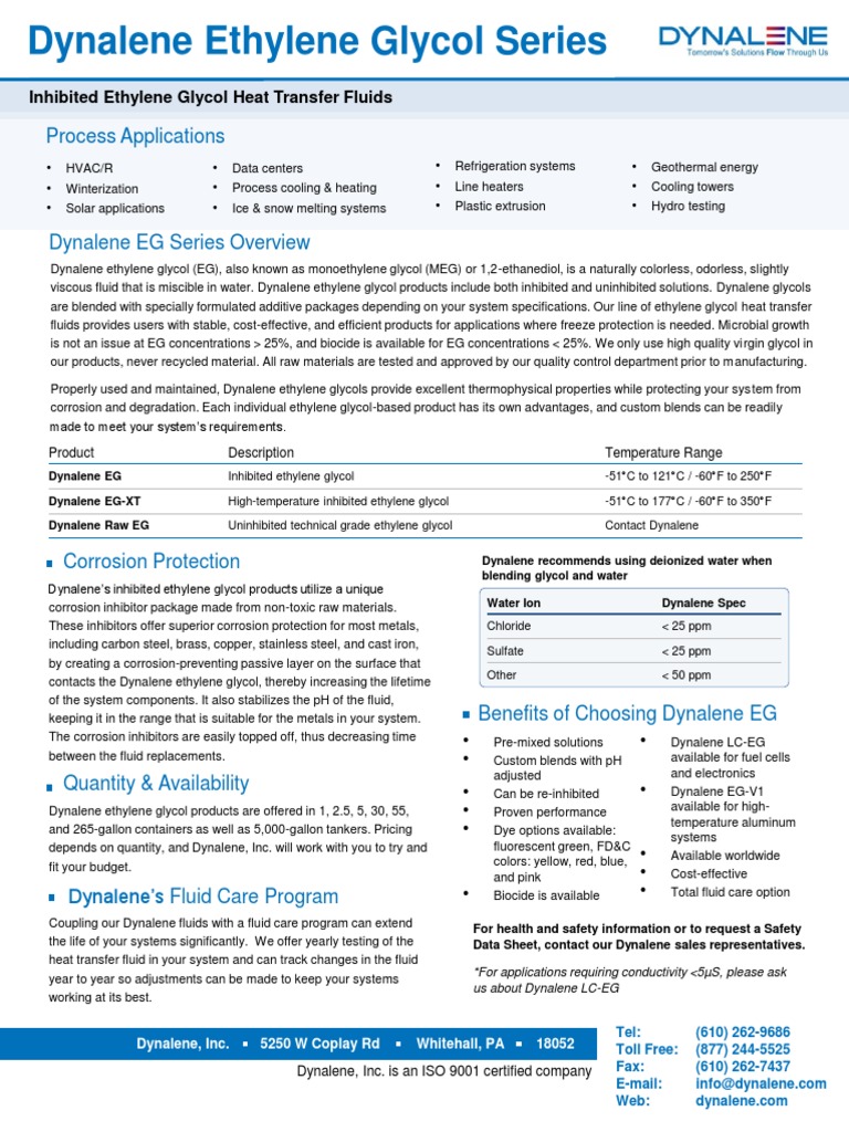 Dynalene EG Tech Data Sheet Rev1 | PDF | Chemical Substances | Chemistry