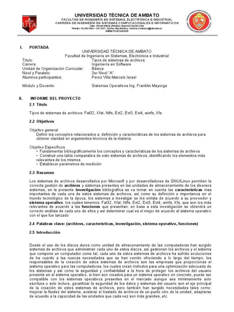 Tipos de Sistemas de Archivos: Fat32, Xfat, NTFS, Ext2, Ext3, Ext4, Winfs, Xfs. | PDF | Archivo ...