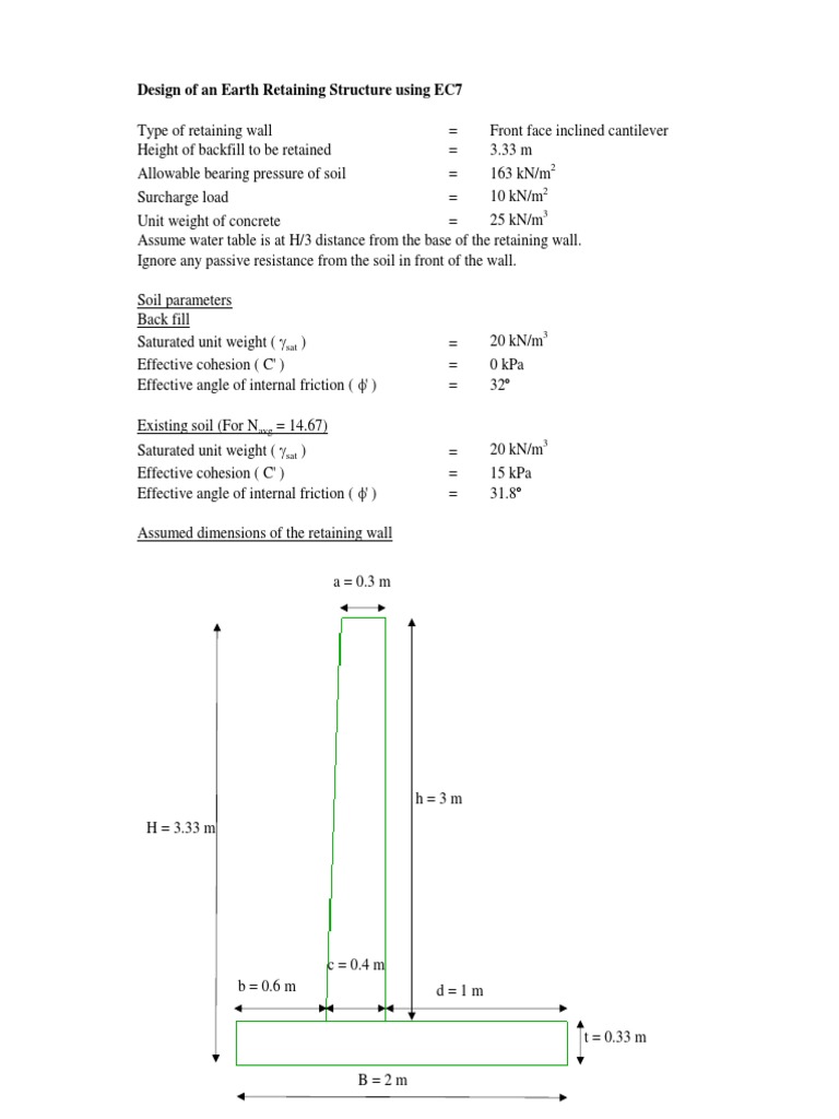 Cantilever Retaining Wall Design | PDF | Civil Engineering | Mechanical ...