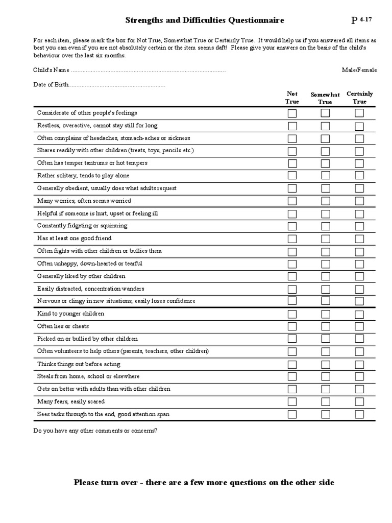 Strengths and Difficulties Questionnaire | PDF | Clinical Psychology ...