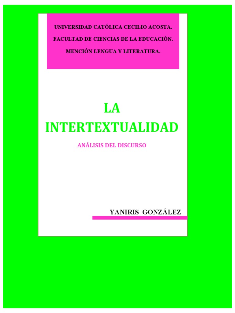 Actividad 4 La Intertextualidad Yaniris | PDF | Intertextualidad | Autor