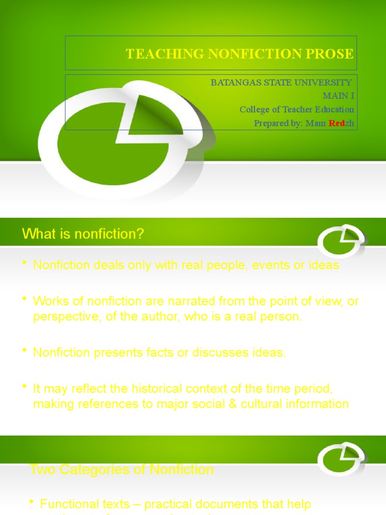 Teaching Nonfiction Prose: Batangas State University Main I College of ...