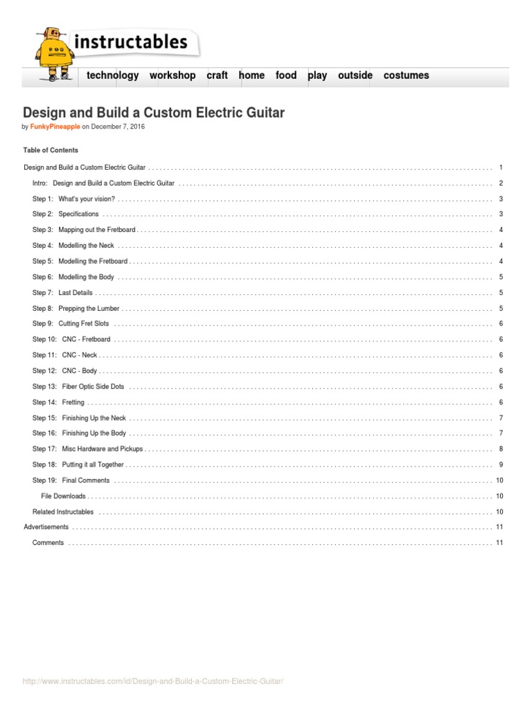 Design and Build A Custom Electric Guitar | PDF | Guitars | String ...