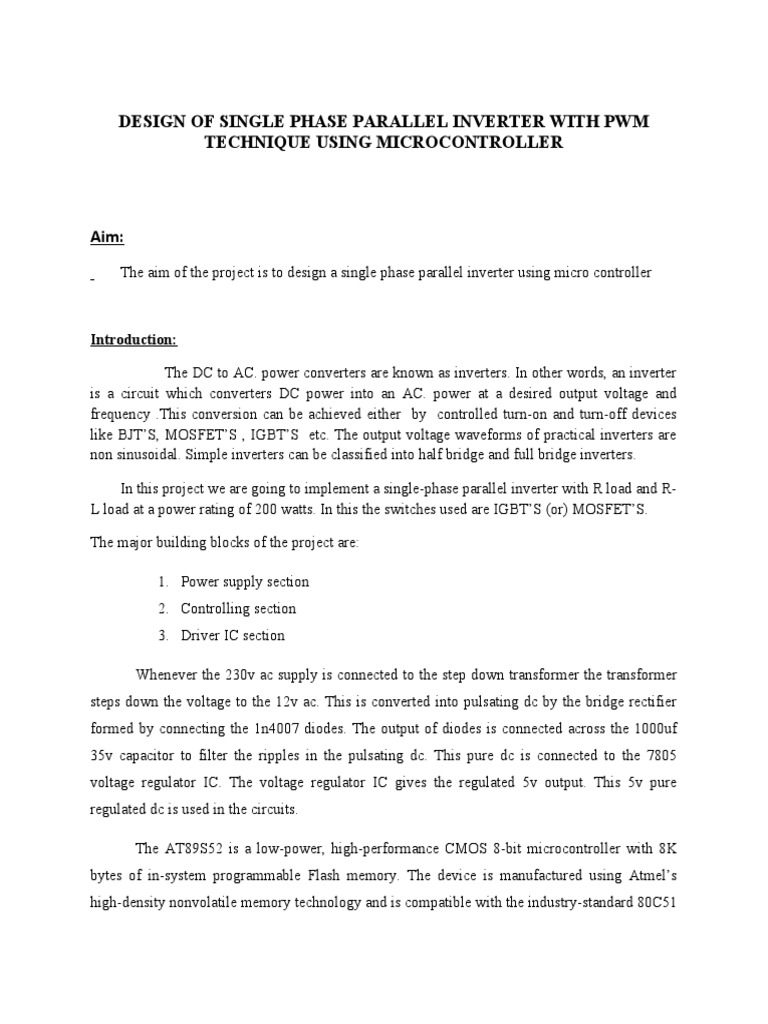 EE11 Single Phase Parallel Inverter With PWM Technology Using ...