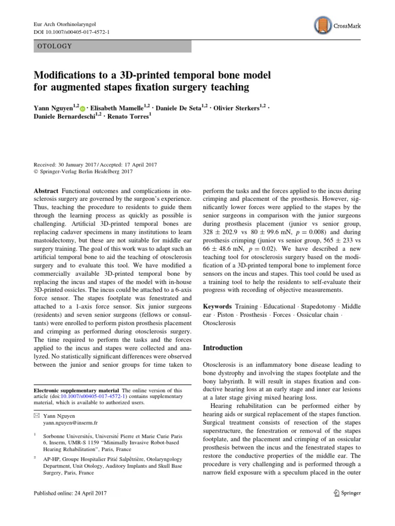 Modifications To A 3d-Printed Temporal Bone Model For Augmented Stapes ...