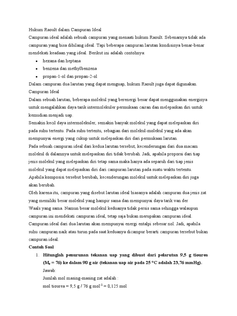 Hukum Raoult | PDF | Sains & Matematika