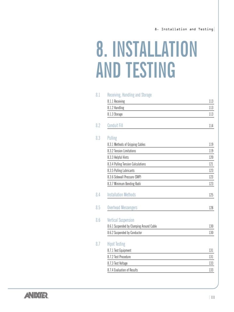 Installation - Testing of Cables - Handbook | PDF | Friction ...
