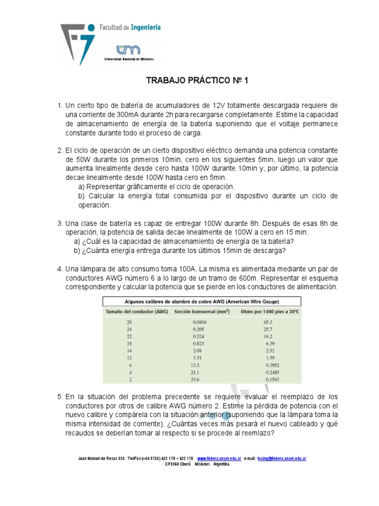 01 Trabajo Práctico 2020 | PDF | Resistencia Eléctrica y Conductancia | voltaje