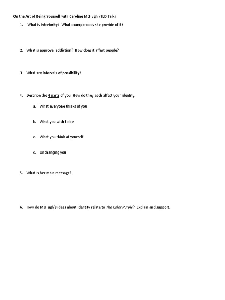 On The Art of Being Yourself With Caroline McHugh TED | PDF