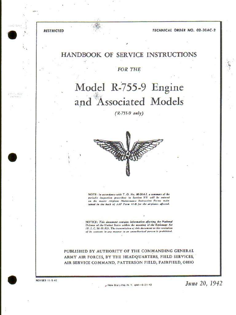 T.O. 02-30AC-2 Handbook of Service Instructions For The R-755-9 ...