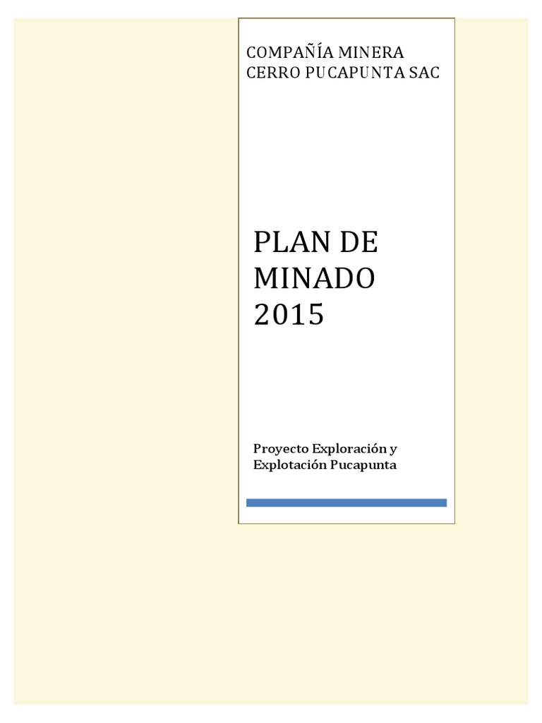 Plan de Minado 2015-Mina Tinquicorral | PDF | Minería | Temblores