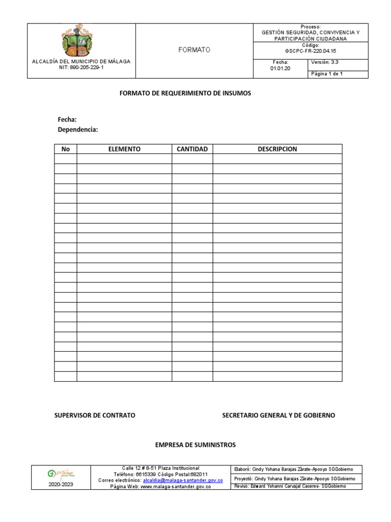 Formato de Requerimiento de Insumos | PDF | Informática | Informática y ...
