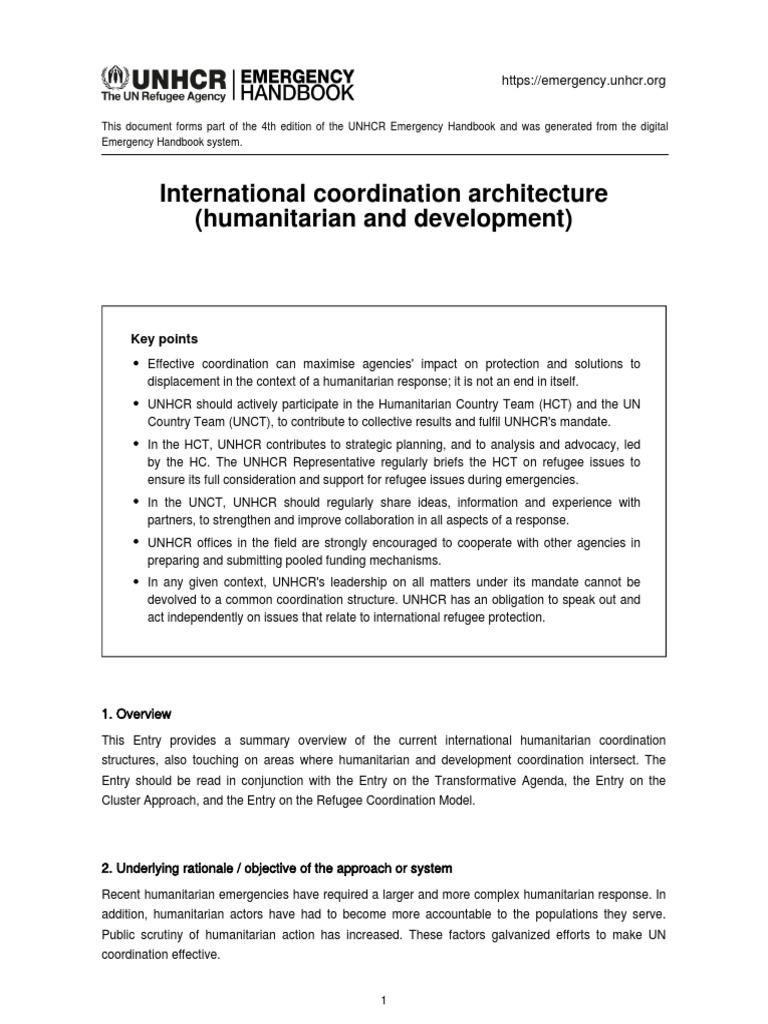 UNHCR Emergency Coordination Framework | PDF | United Nations High ...