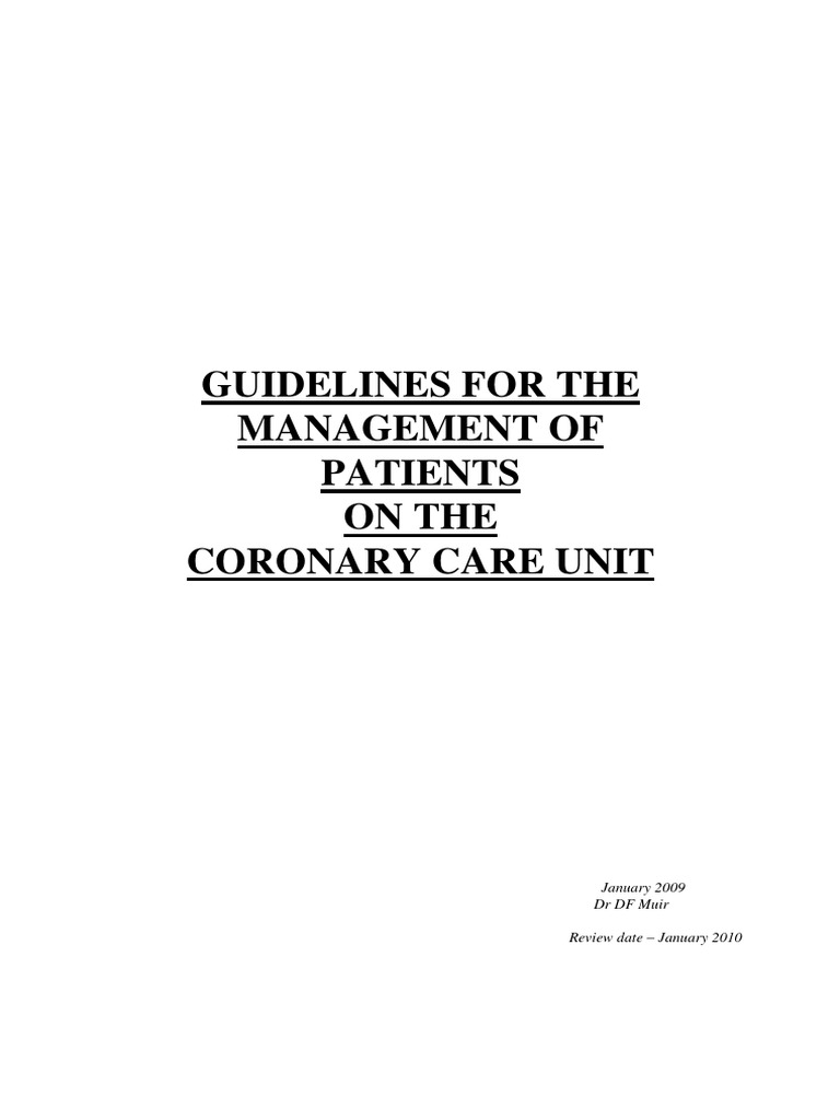 CCU Guidelines | PDF | Myocardial Infarction | Percutaneous Coronary ...