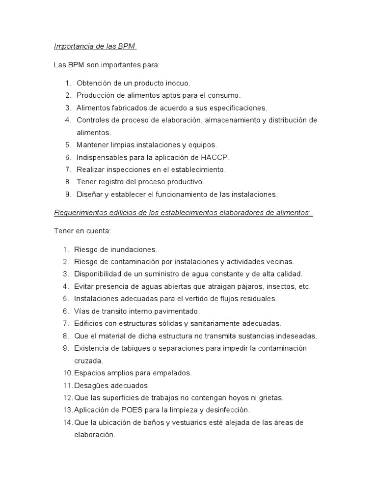 Importancia de las BPM en la industria alimentaria | PDF