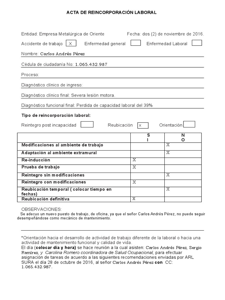 Acta Reubicacion | PDF | Ciencias de la Salud | Medicina