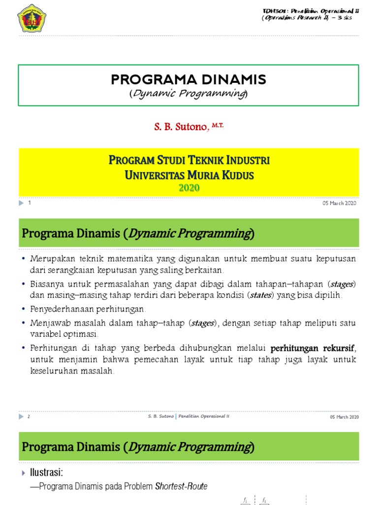 Teknik Programa Dinamis dalam Optimasi | PDF | Komputer