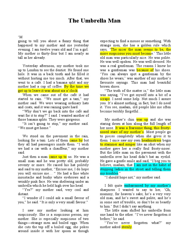 The Umbrella Man by Roald Dahl | PDF