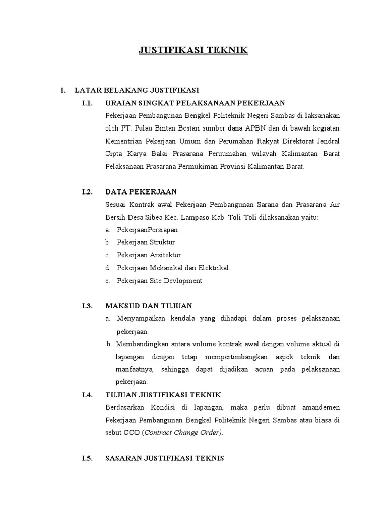 Contoh Justifikasi Teknik Proyek Konstruksi | PDF | Sains & Matematika ...