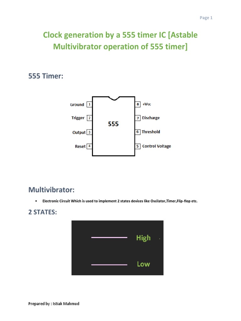 Clock Generation by A 555 Timer IC (Astable Multivibrator Operation of 555 Timer) | PDF