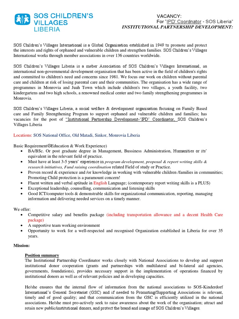 Adverts For IPD Coordinator 2020-Final - Rev. | PDF | Child Protection | Policy