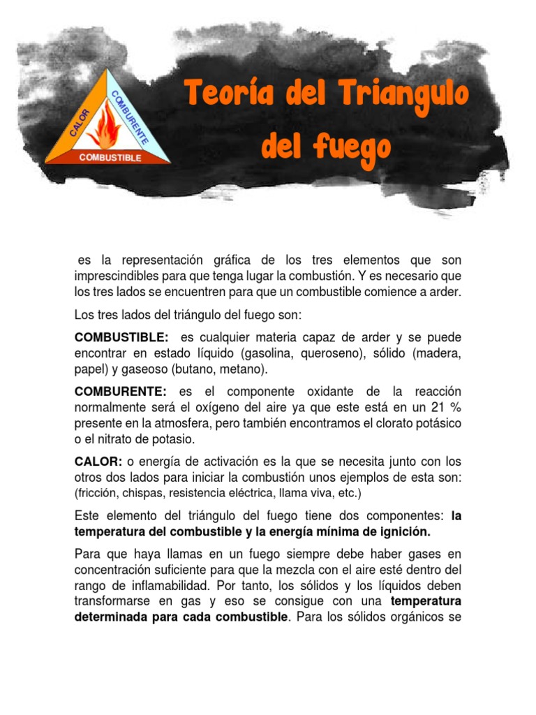 Componentes del Triángulo de Fuego | PDF | Agente oxidante | Combustión