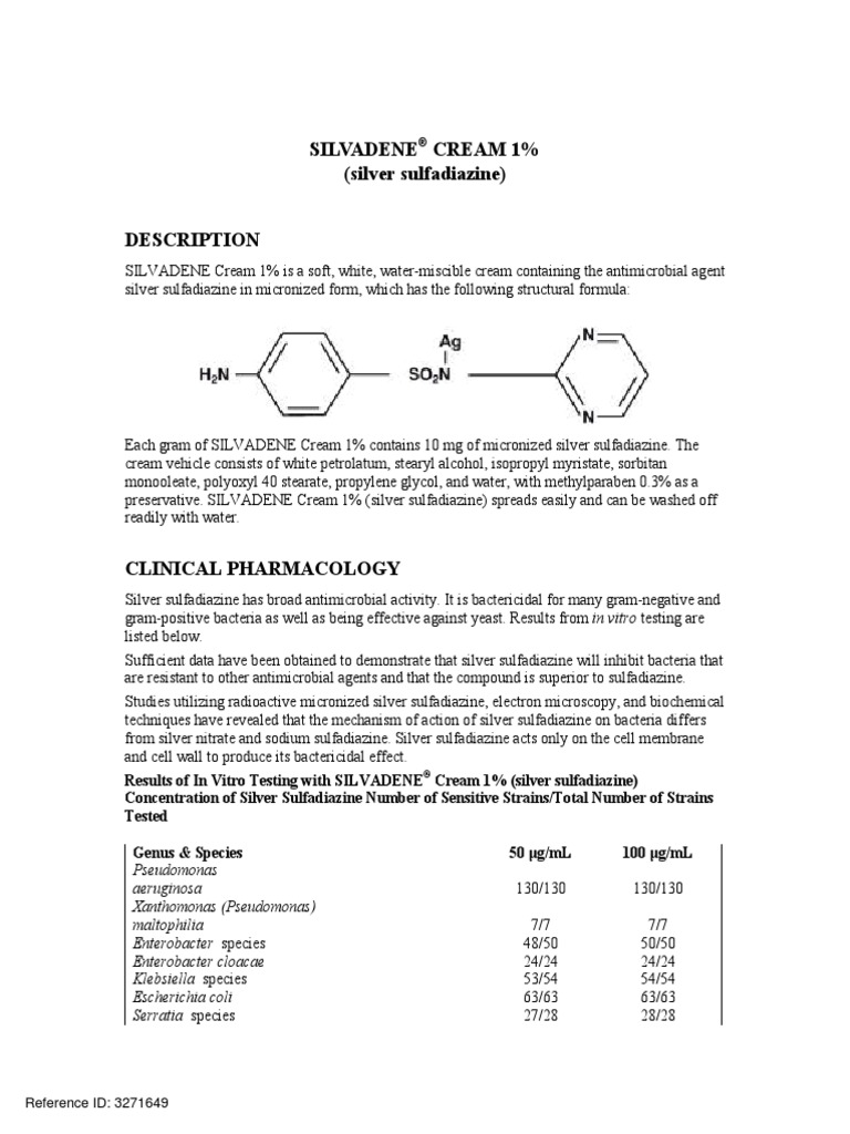 Silvadene Cream 1% (Silver Sulfadiazine) | PDF | Adverse Effect ...