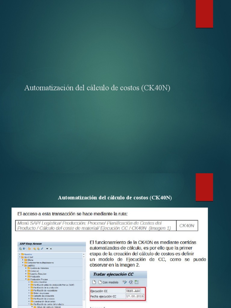 Costeo de Material en SAP CK40N GUIA Part1 | PDF