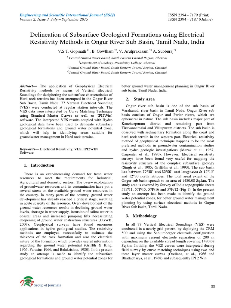 Delineation of Subsurface Geological Formations Using Electrical Resistivity Methods in Ongur ...