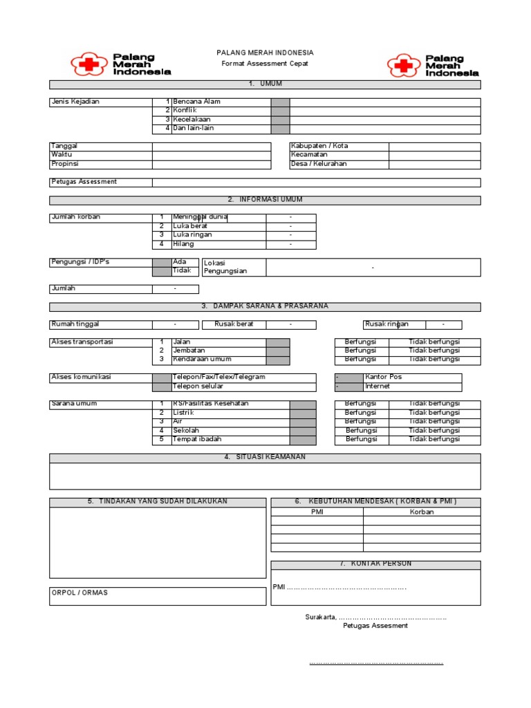 Format Assessment Cepat PMI | PDF