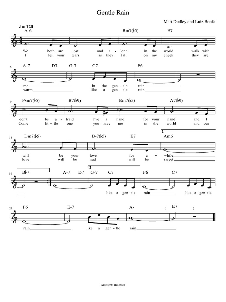 Gentle Rain: Matt Dudley and Luiz Bonfa E7 Bm7 ( 5) A-6 | PDF