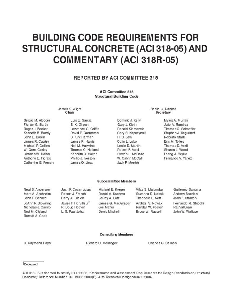 318R-05 Building Code Requirements For Structural Concrete and ...