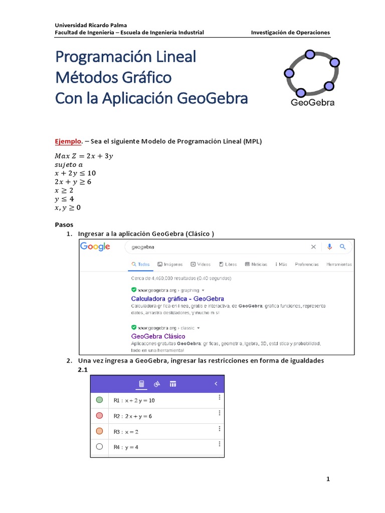 Programación Lineal y GeoGebra | PDF | Programación lineal | La investigación de operaciones