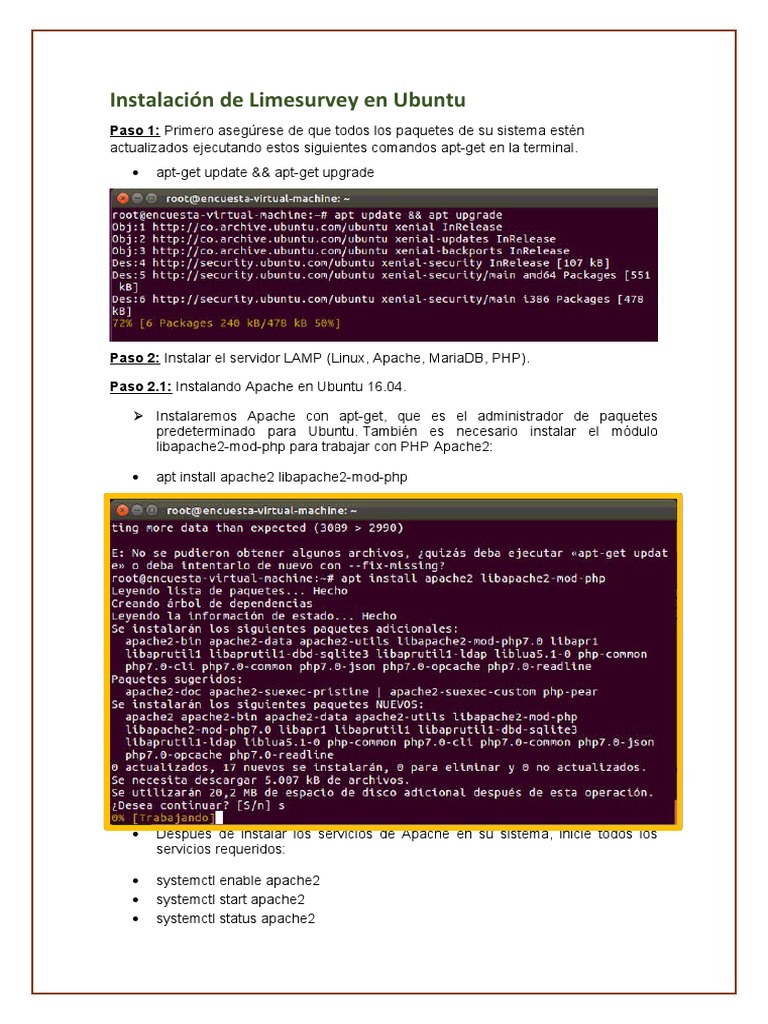 Instalación De Limesurvey En Ubuntu Pdf Php Servidor Apache 