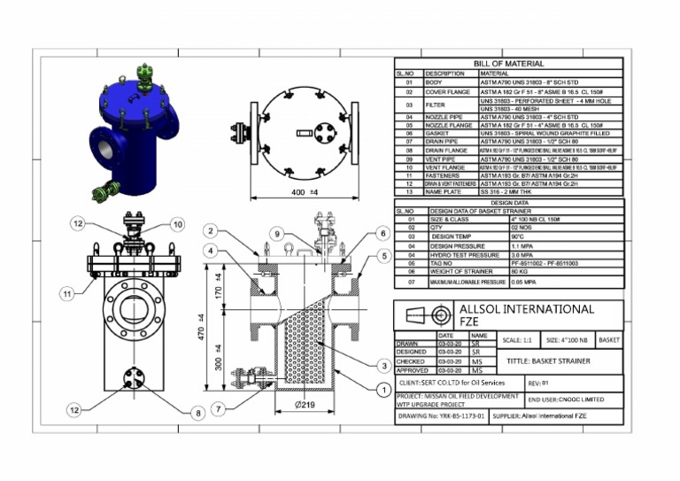 YRK-BS-1173-01 - Basket Strainer Drawings | PDF