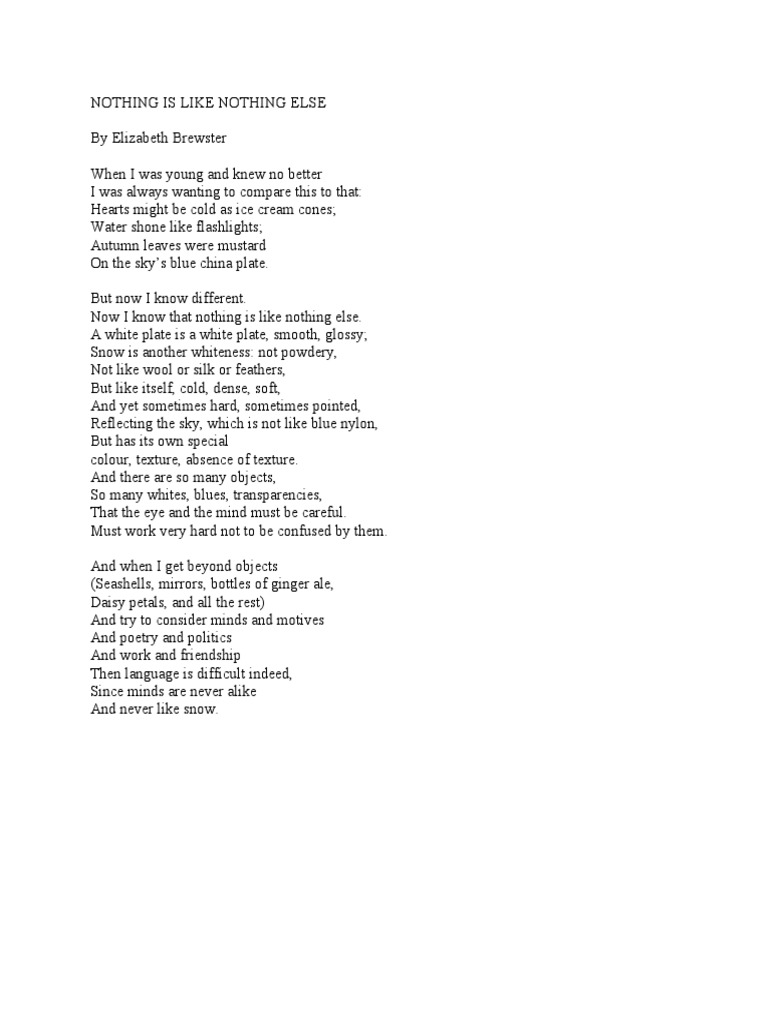 Nothing Is Like Nothing Else | PDF | Poetry