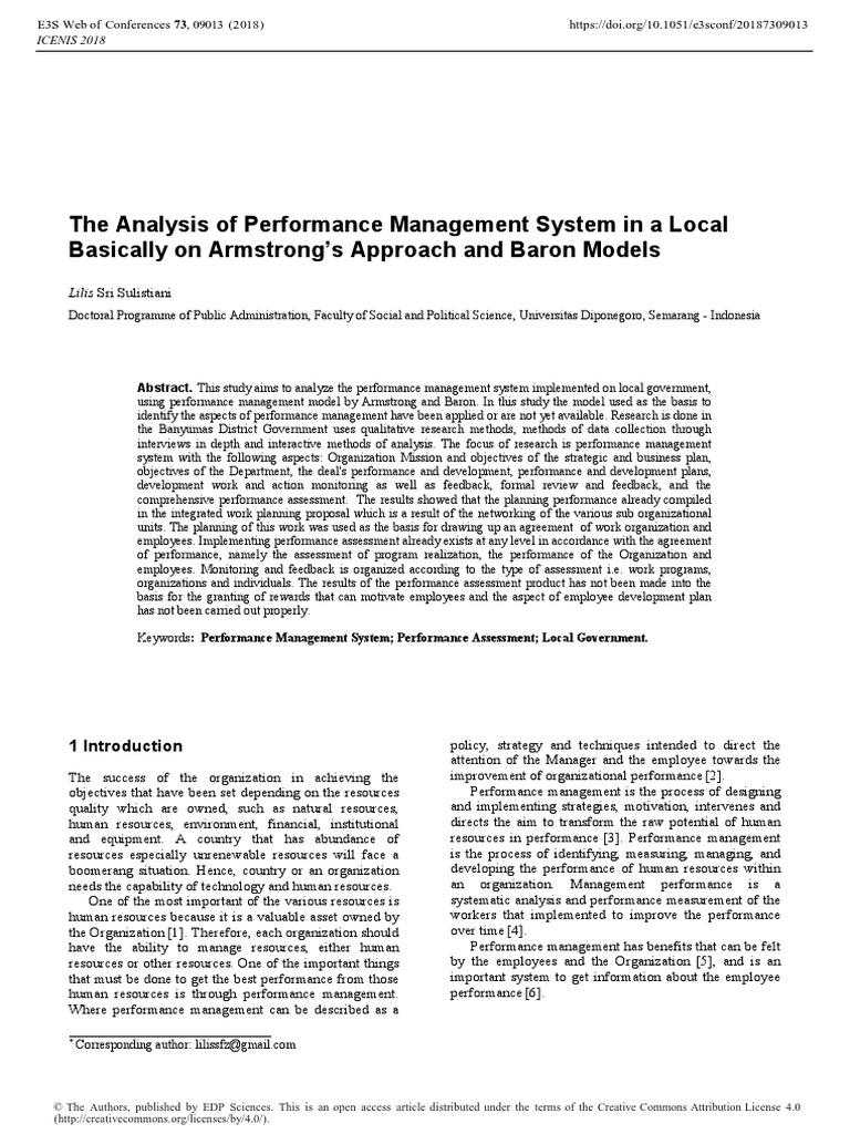 The Analysis of Performance Management System in A Local Basically On ...