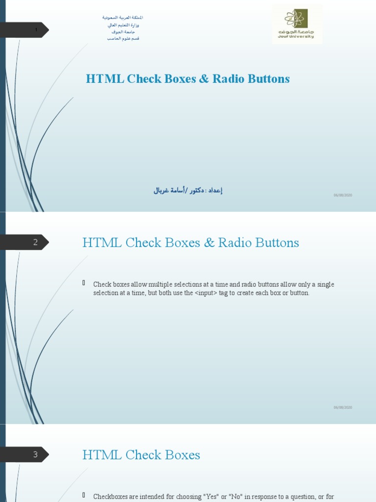 HTML Check Boxes & Radio Buttons | PDF | Graphical User Interfaces ...