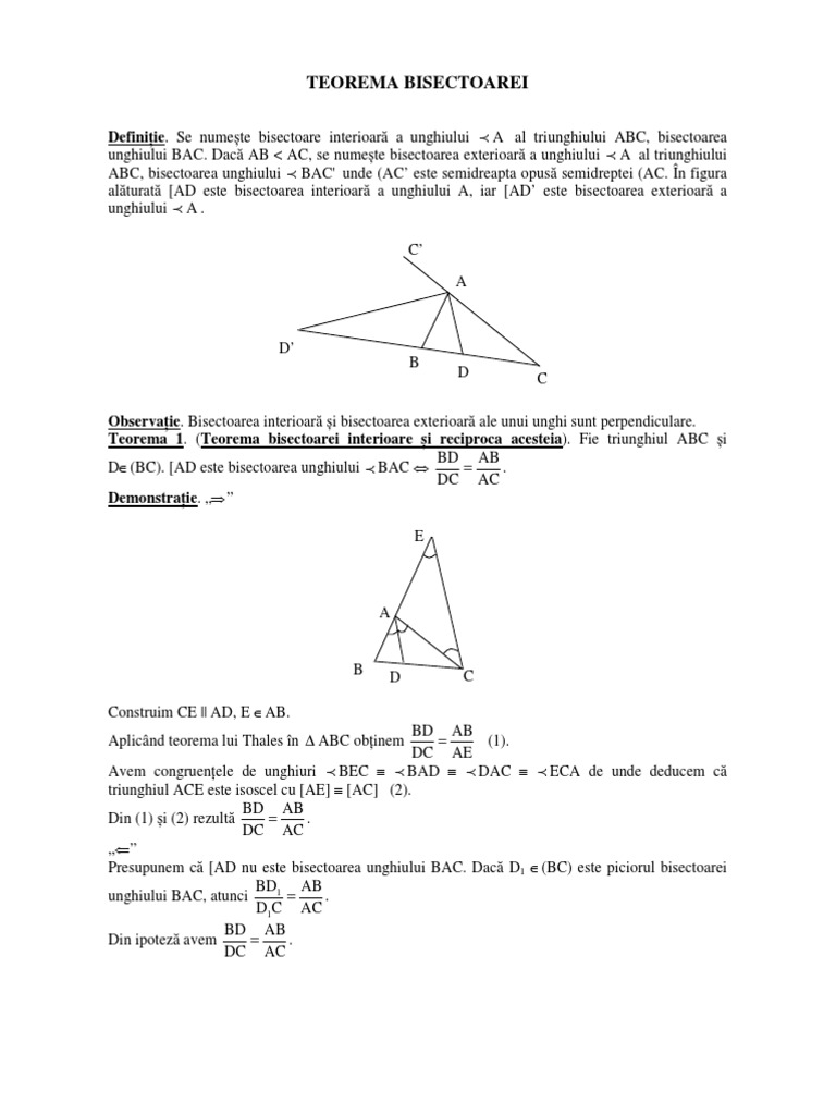010 Teorema Bisectoarei | PDF