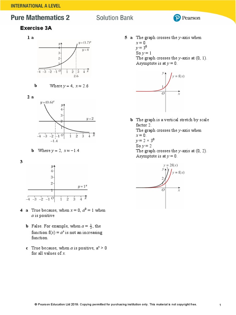 Edexcel IAL P2 Exercise 3A (Solution) | PDF | Asymptote | Cartesian ...