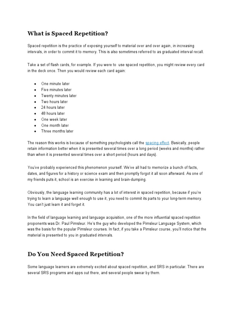 What Is Spaced Repetition | PDF | Cognition | Cognitive Science