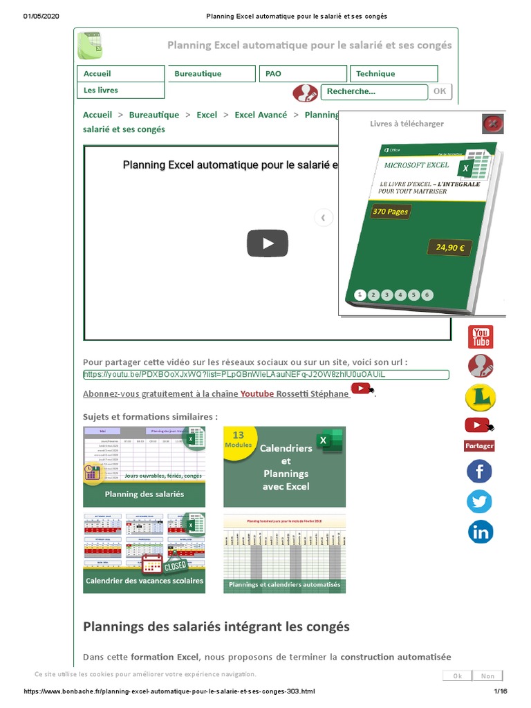 Planning Excel Automatique Pour Le Salarié Et Ses Congés | PDF ...