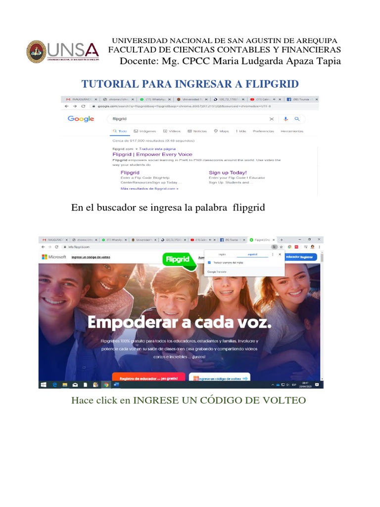 Tutorial para Ingresar A Flipgrid | PDF